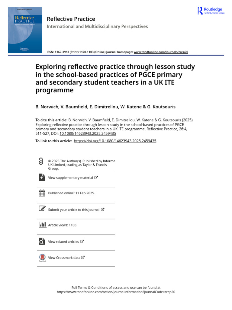00-Exploring Reflective Practice Through Lesson Study in The School-Based Practices of PGCE ...