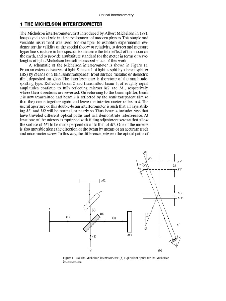 FM1 Pedrotti - Michelson Interferometer | PDF | Interferometry | Optics