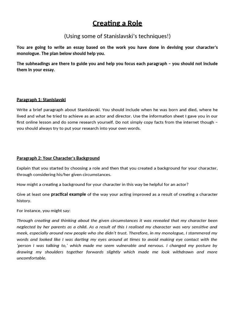 Crafting a Character Monologue Using Stanislavski | PDF | Acting ...