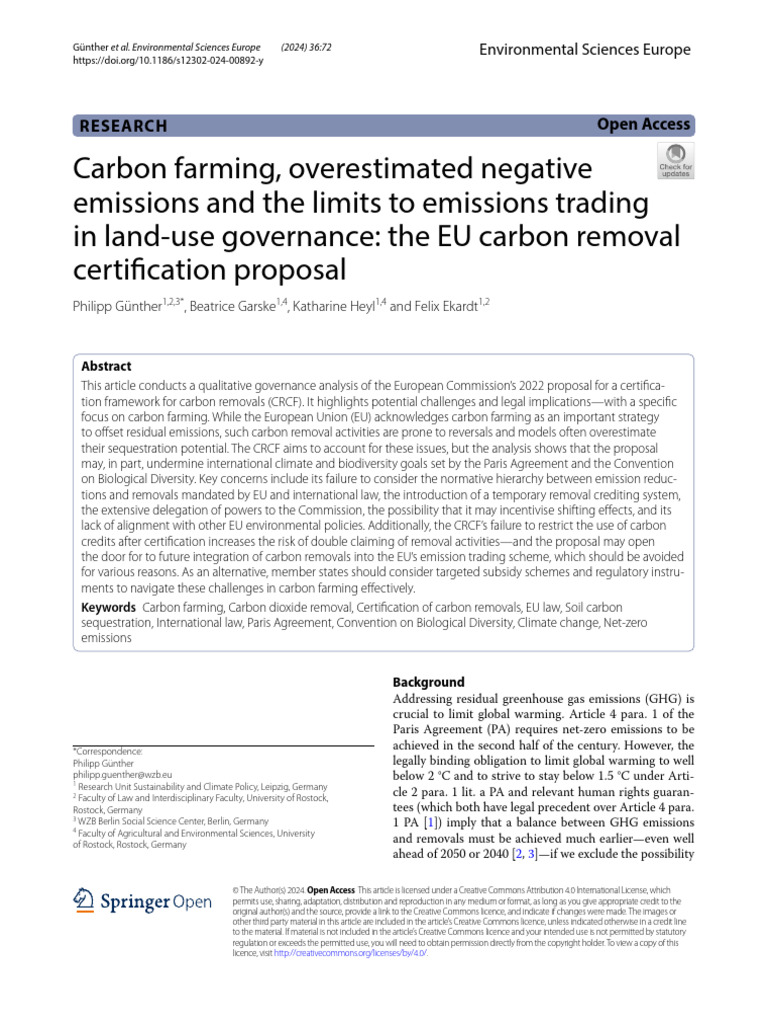 Carbon Farming, Overestimated Negative | PDF | Climate Change ...