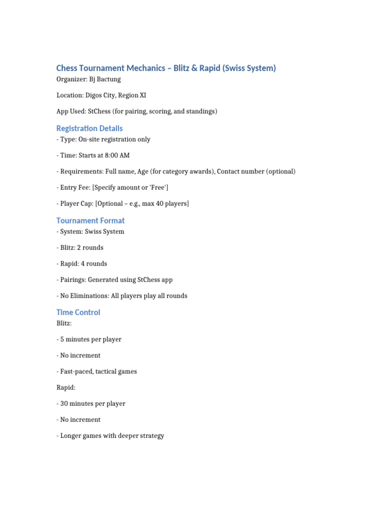 Chess Tournament Mechanics Updated | PDF