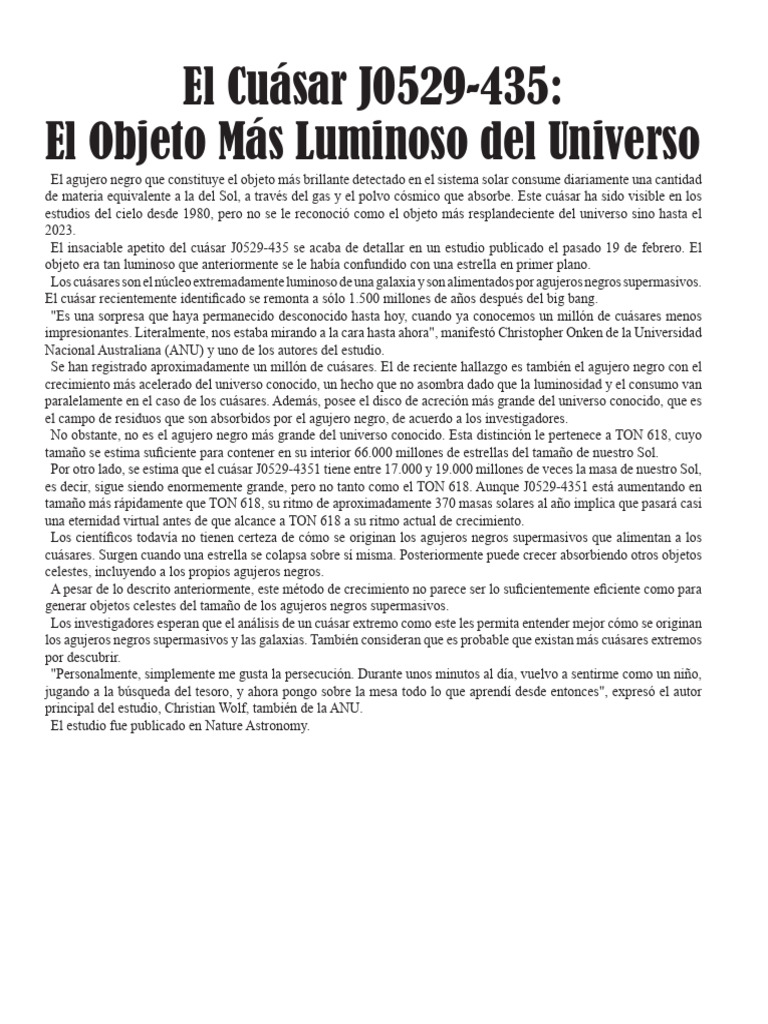 Quasar Pdf Quásar Universo