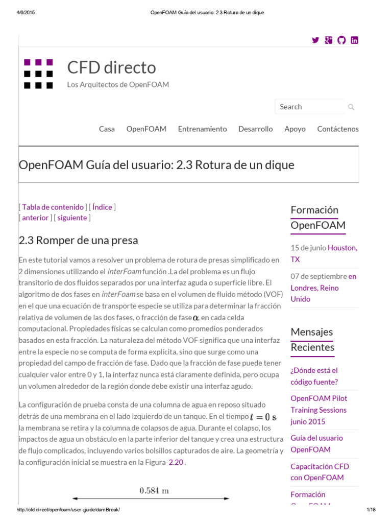 OpenFOAM Guia Del Usuario 2 3 Rotura de | PDF | Viscosidad | Flujo