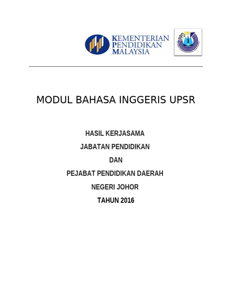 Cover Modul Bahasa Inggeris | PDF