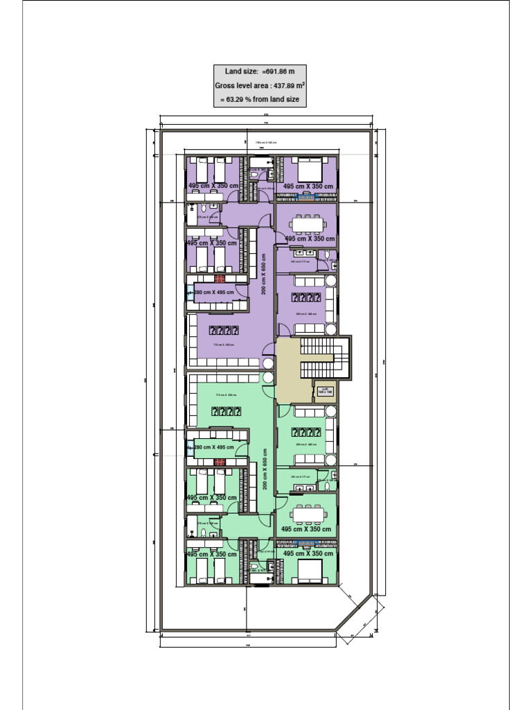 Gross Level Area: 437.89 M Land Size: 691.86 M: 495 CM X 350 CM 495 CM ...