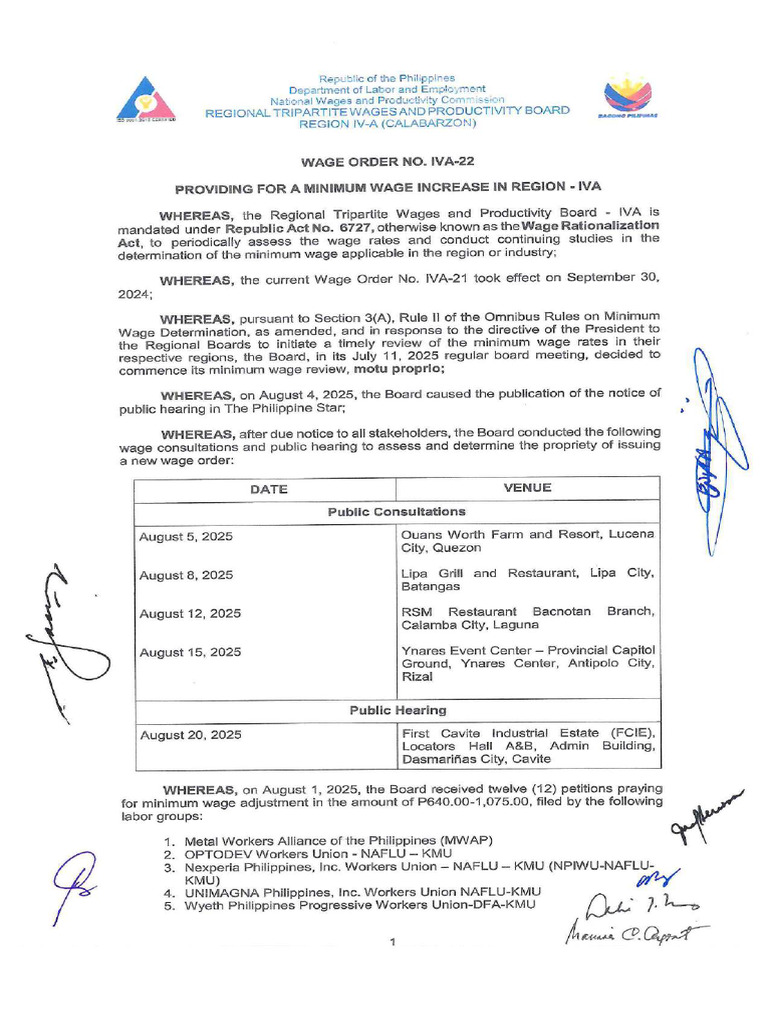 Wage Order No. IVA 22 Compressed | PDF
