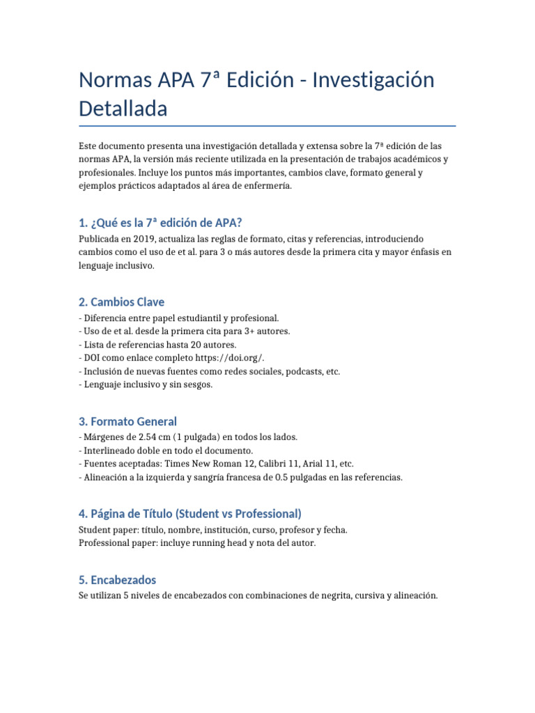 Normas APA 7ª Edición para Enfermería | PDF