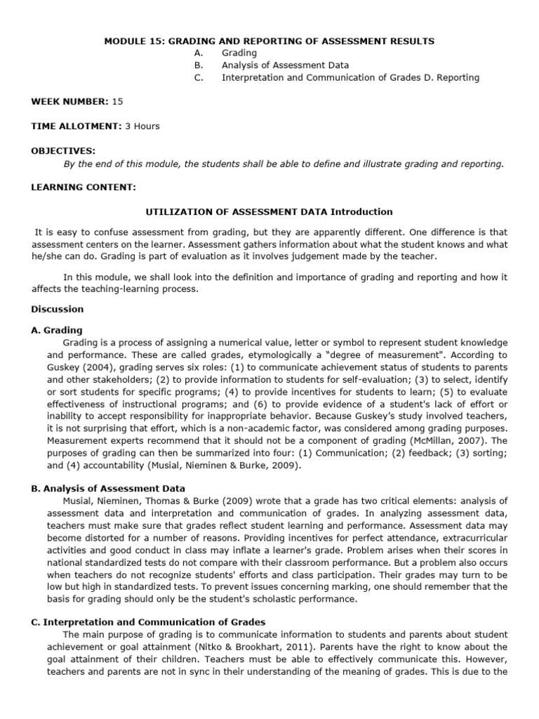 Grading and Reporting Assessment Results | PDF | Educational Assessment ...
