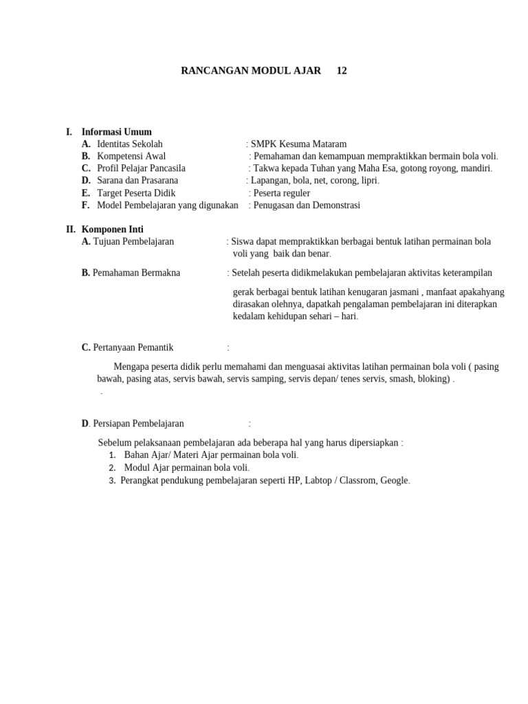 Rancangan Modul Ajar 12 | PDF