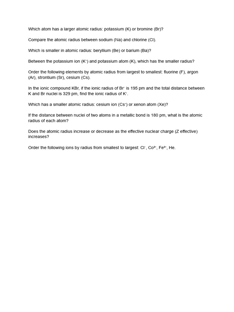 Chemistry Radius | PDF