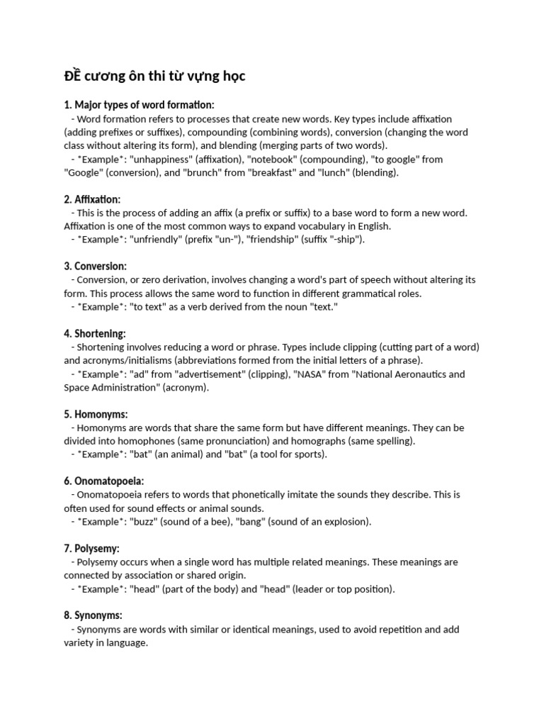 Vocabulary Study Guide: Word Formation | PDF | Word | Acronym