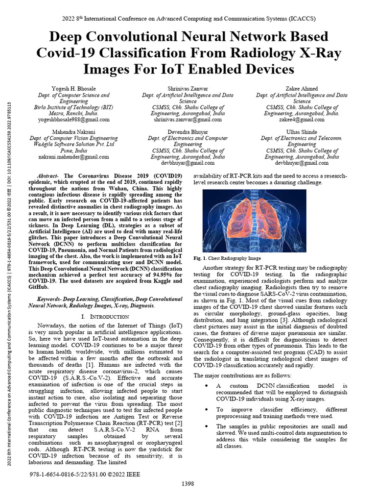Deep Convolutional Neural Network Based Covid-19 Classification From ...