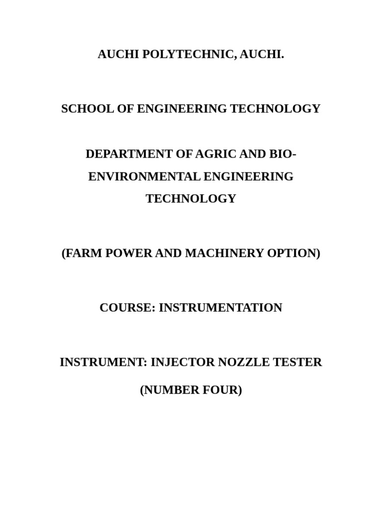 Injector Nozzle Tester Overview | PDF | Calibration | Fuel Injection