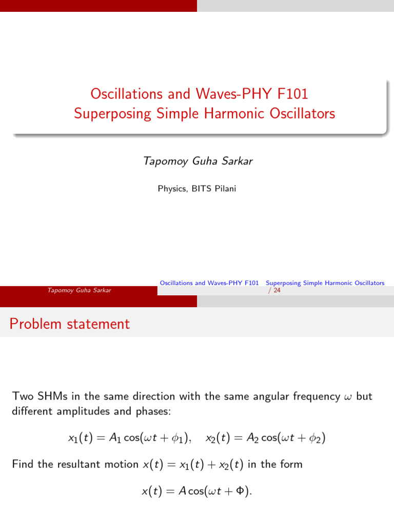 Superposing SHMs | PDF | Oscillation | Phase (Waves)