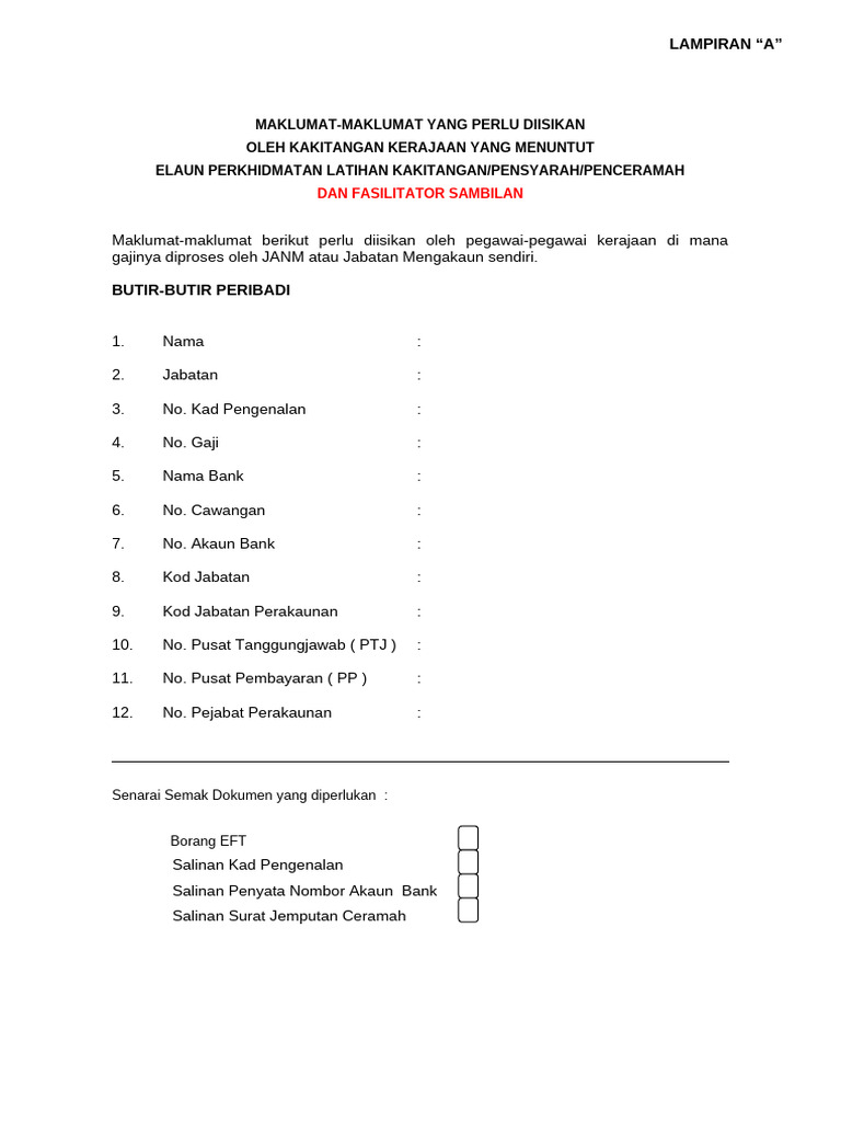 Borang Tuntutan Bayaran Penceramah | PDF