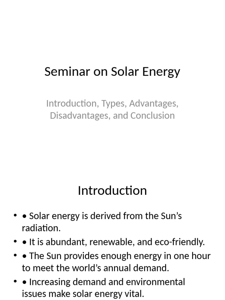 Solar Energy Seminar | PDF