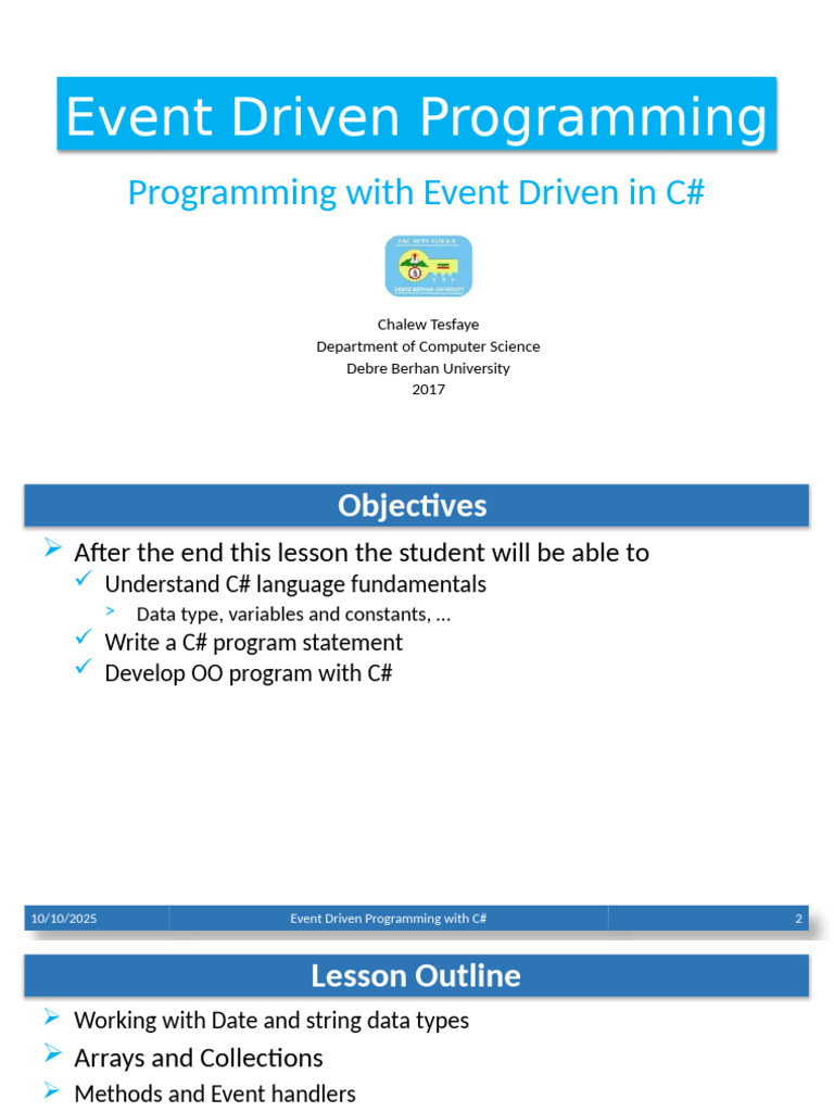 Event Driven Programming in C# Guide | PDF | C Sharp (Programming ...