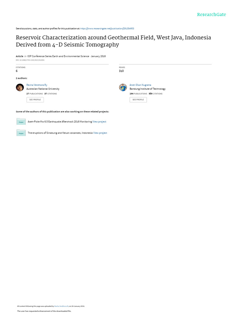 Reservoir Characterization Around Geothermal Field | PDF | Geophysics ...