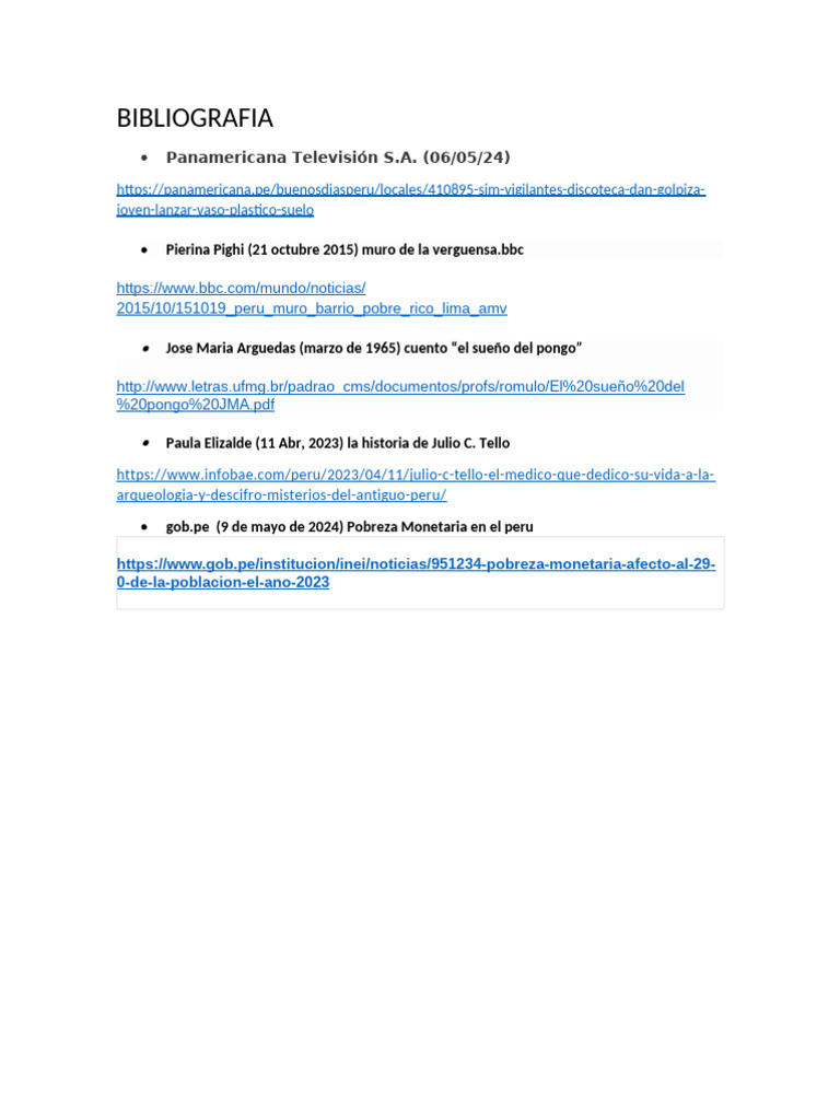 Bibliografía sobre temas peruanos actuales | PDF