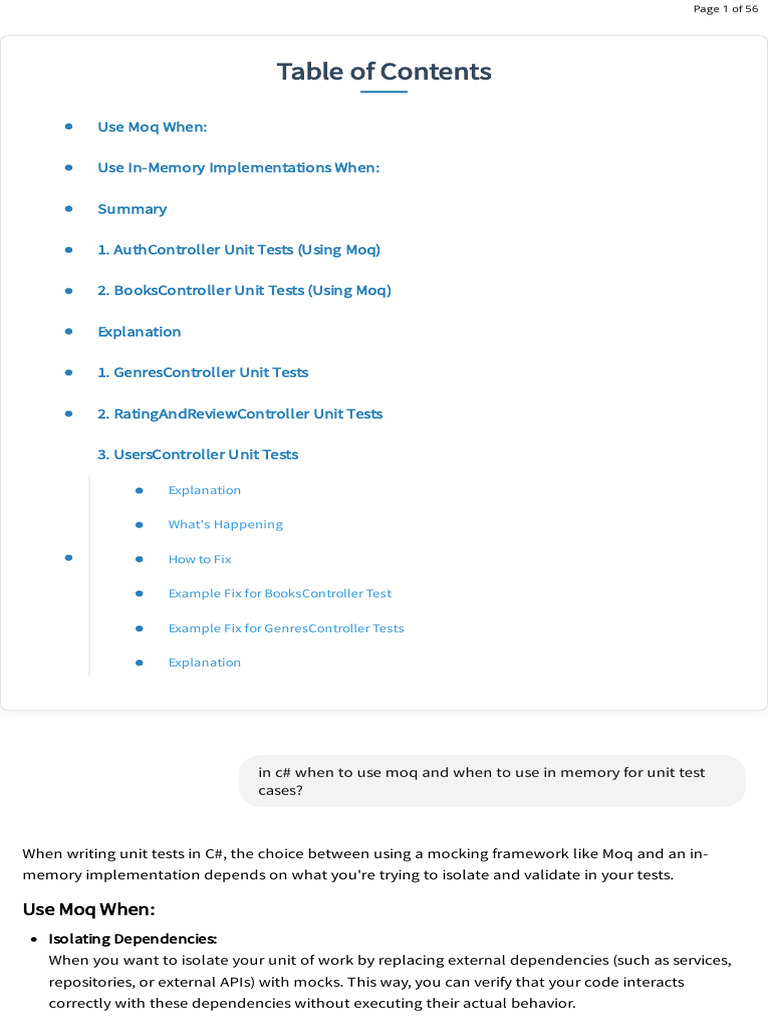 Moq Vs In-Memory Testing | PDF | Unit Testing | Databases