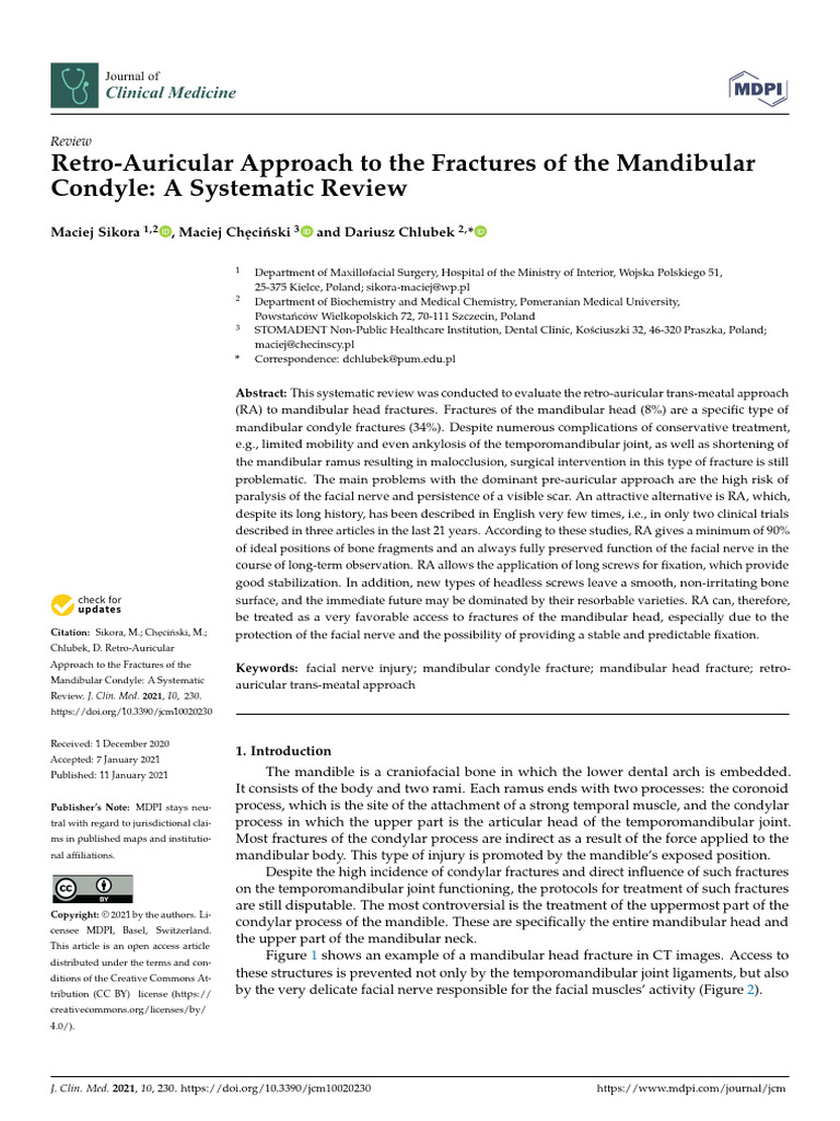 Retro-Auricular Approach for Mandibular Fractures | PDF | Systematic Review