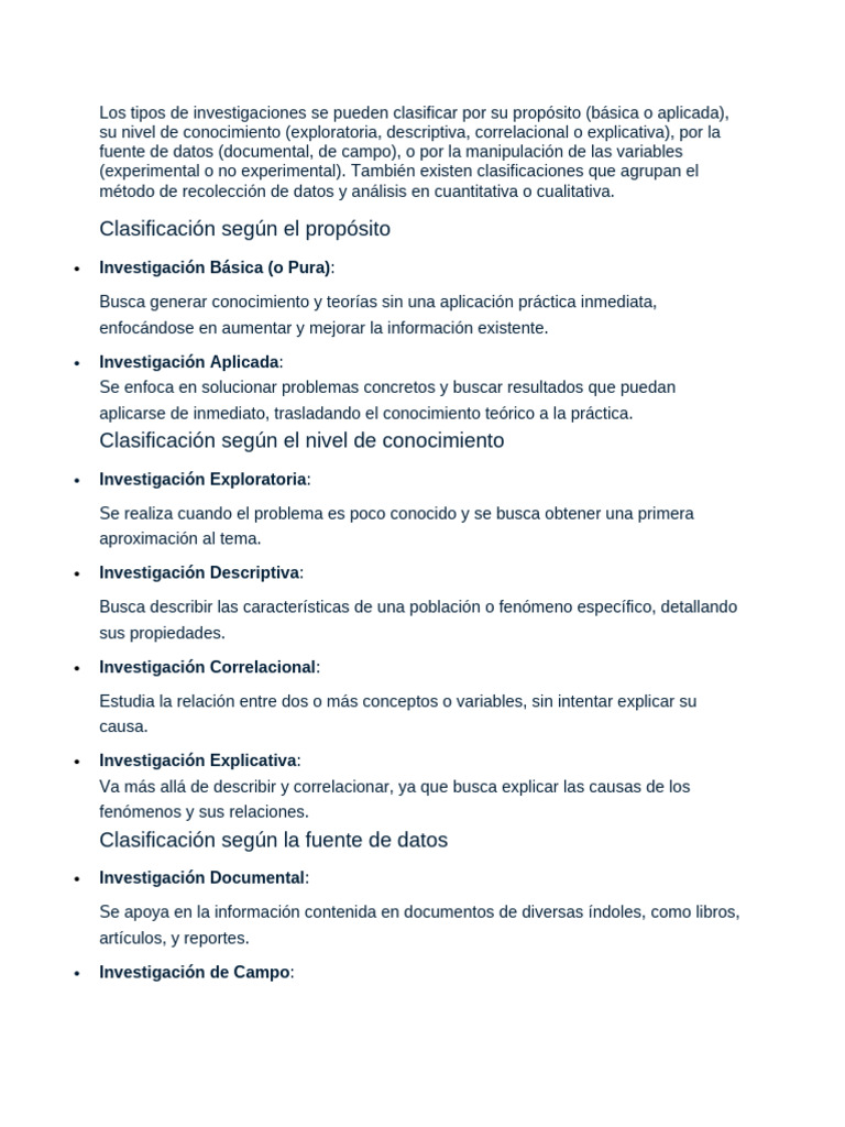 Los Tipos de Investigaciones Guate | PDF | Datos | Investigación ...