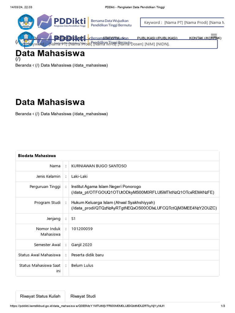 Data Mahasiswa Institut Agama Islam | PDF