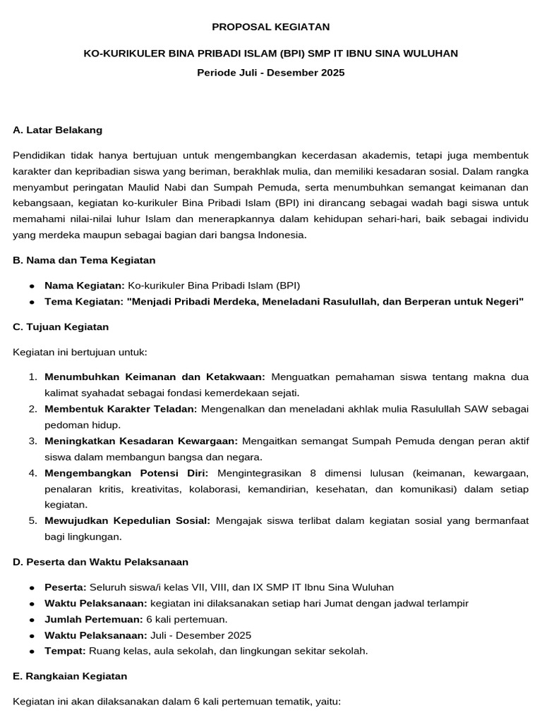 Proposal Kegiatan Bpi | PDF