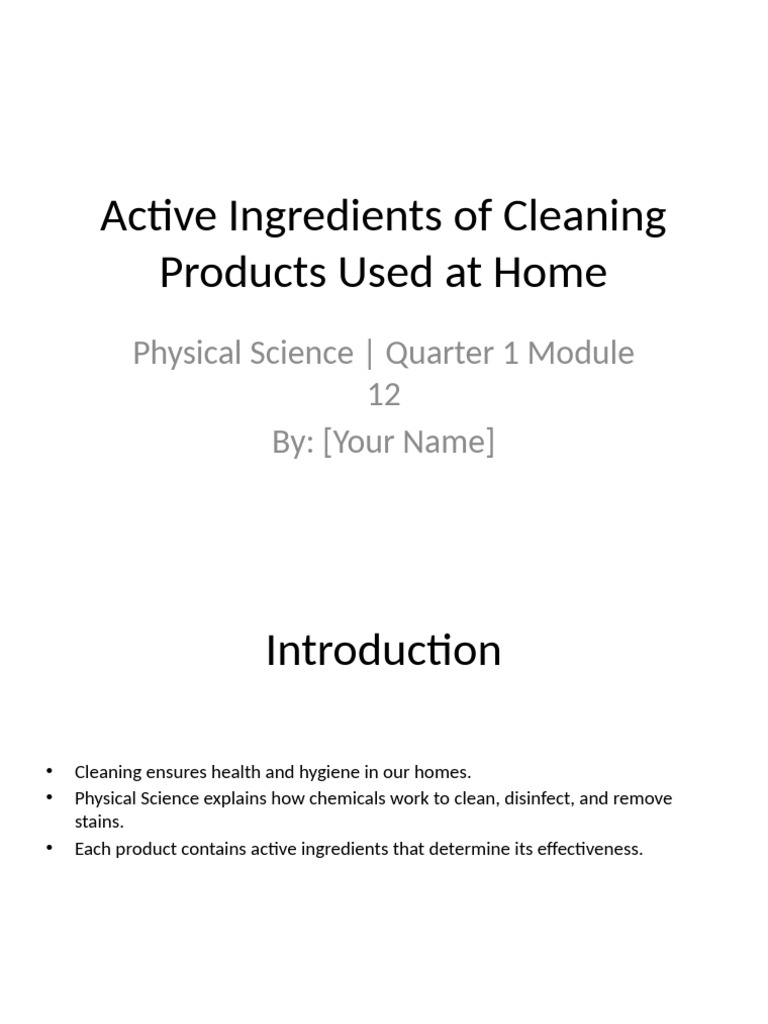 Active Ingredients Physical Science Presentation | PDF | Bleach ...