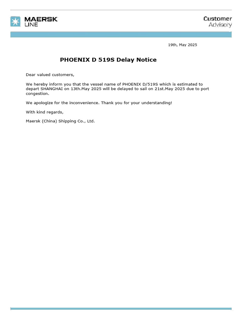 PHOENIX D 519S Delay Notice | PDF