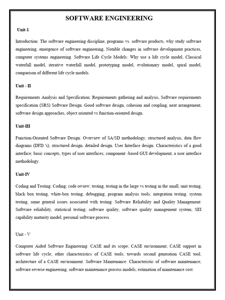 SE unit 1 to 5 | PDF | Software Development Process | Systems Engineering
