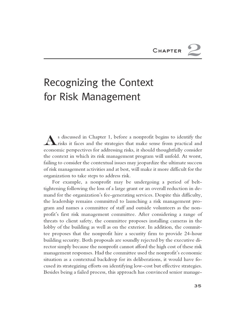 Recognizing The Context For Risk Management | PDF | Risk | Risk Management