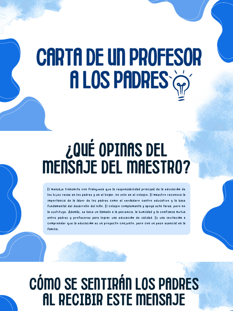Carta de Un Profesor A Los Padres | PDF