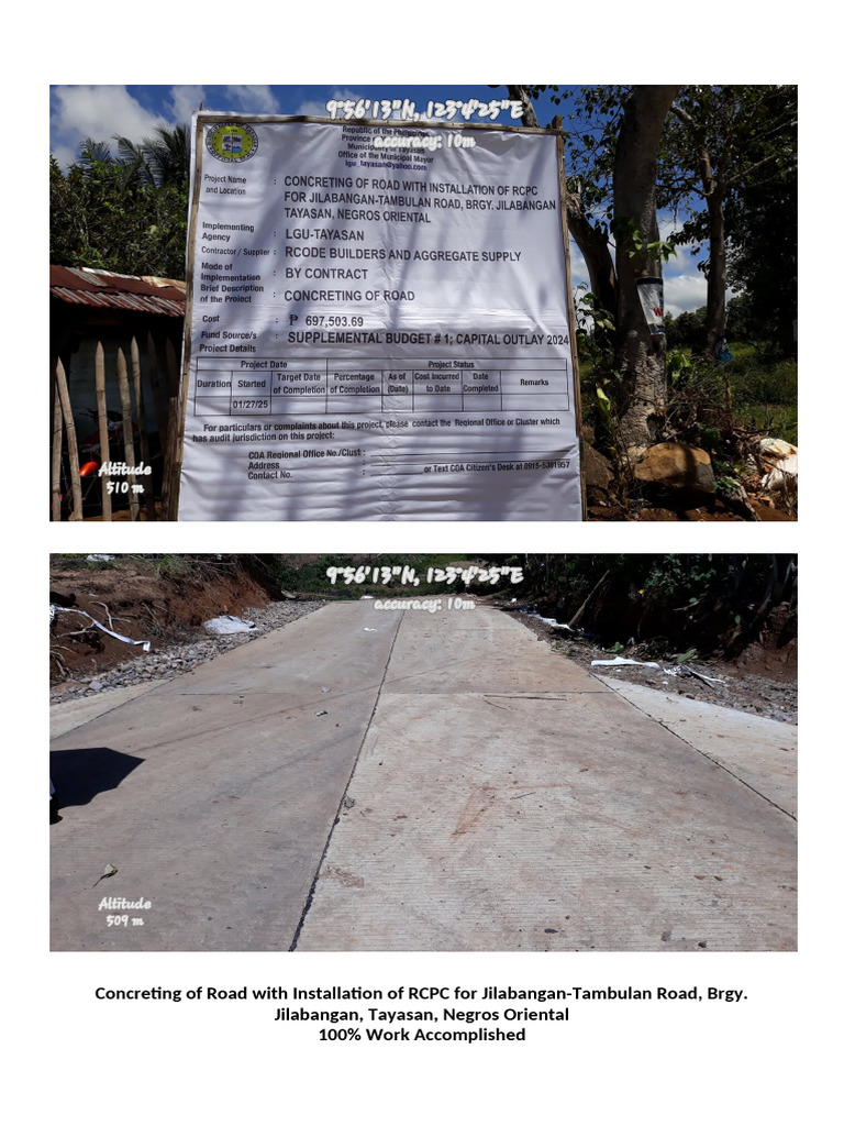 Concreting of Road With Installation of RCPC For Jilabangan | PDF