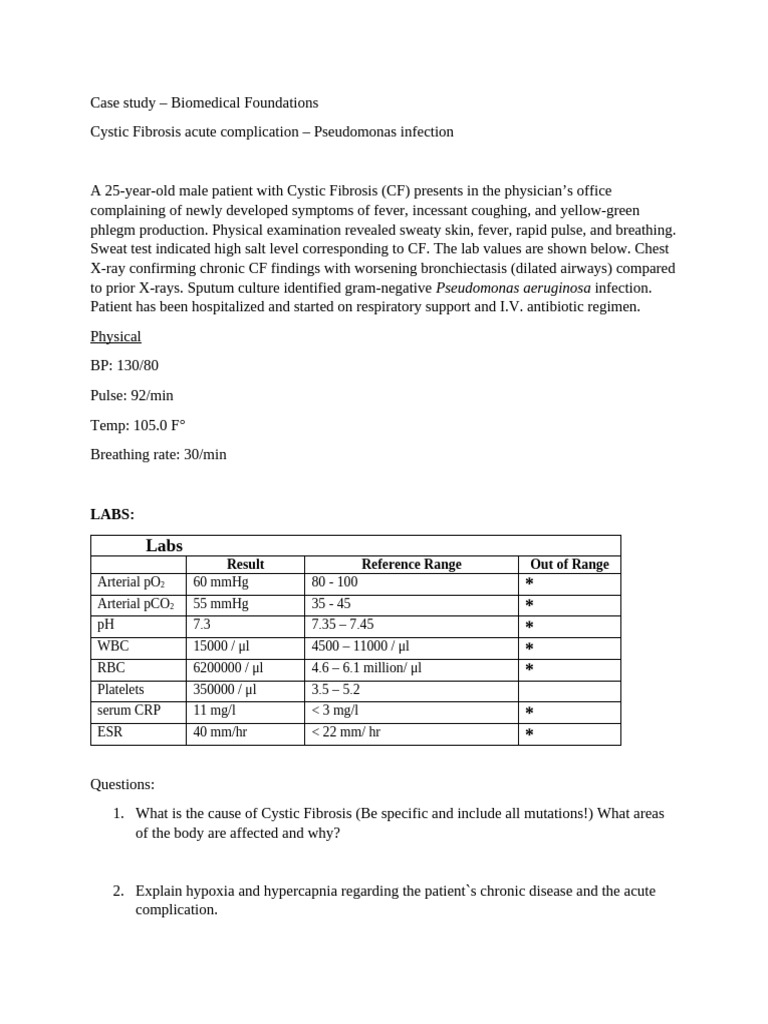 1cystic Fibrosis Case PHRD 511 Fall 2025 | PDF | Pulmonology ...