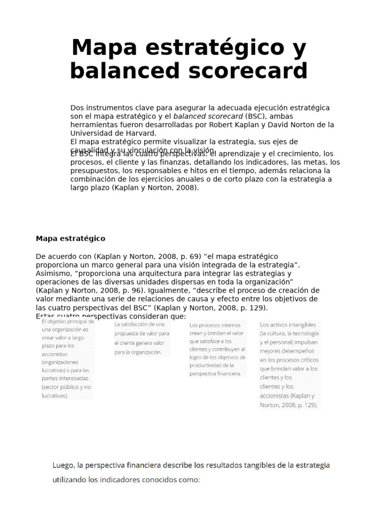 Mapa Estratégico y Balanced Scorecard | PDF | Gestión estratégica ...