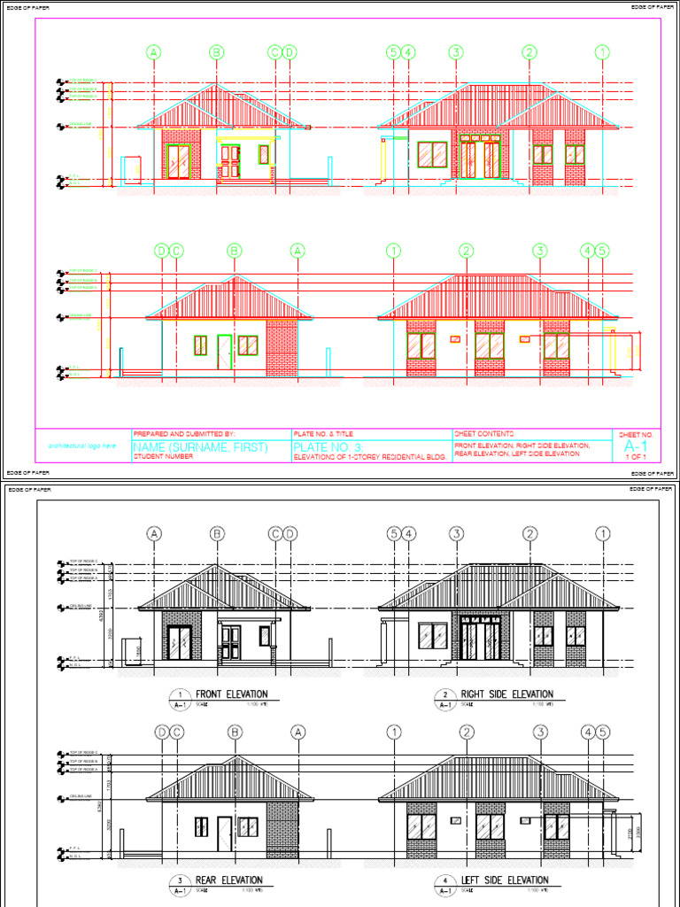 Graphics 2 - Week 7 - Elevations of 1-Storey Residential | PDF