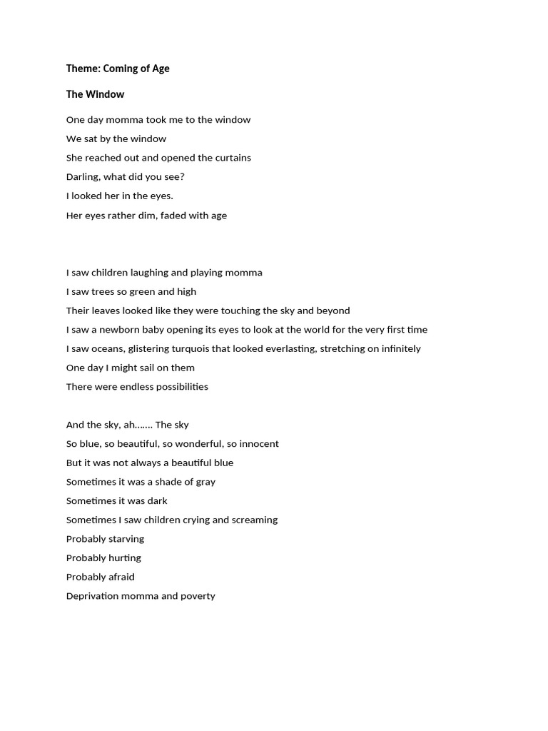 The Window (Poem) | PDF