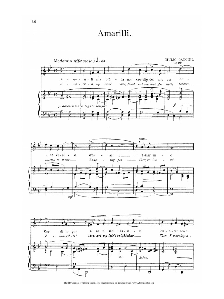Amarilli: Free Sheet Music PDF | PDF