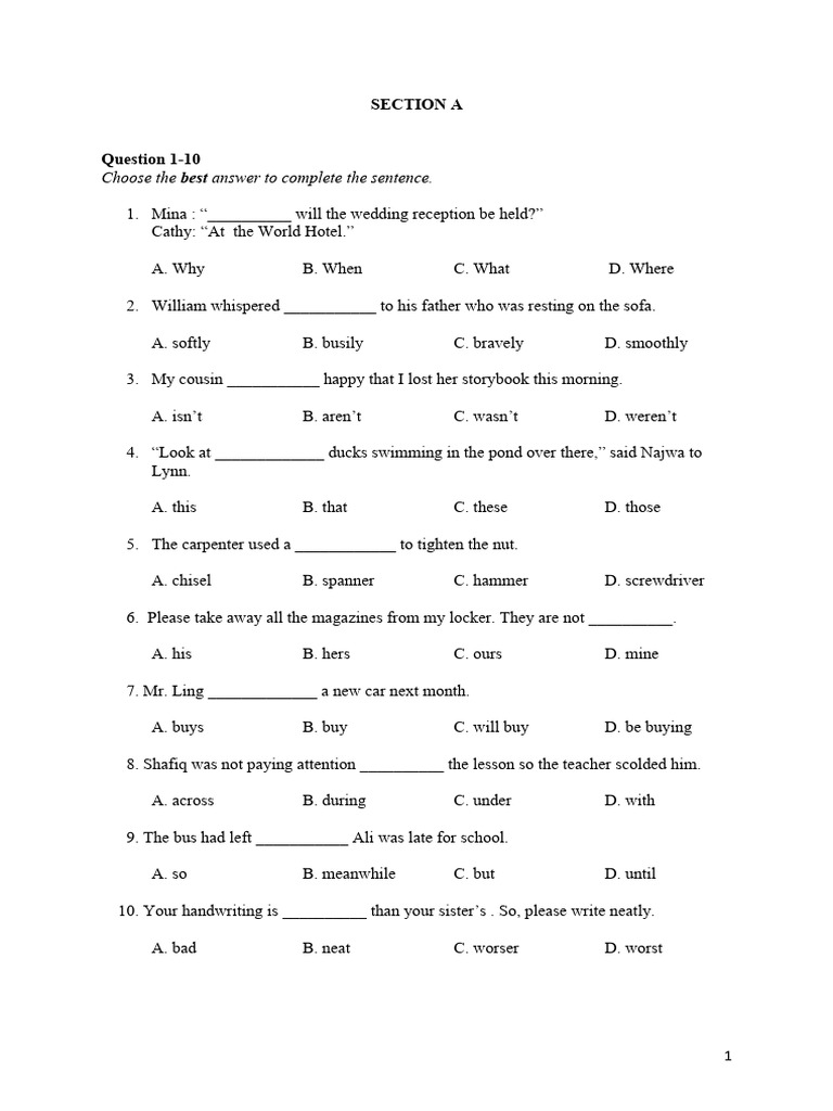 English Language Practice Questions | PDF