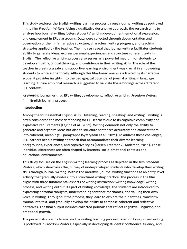 His Study Explores The English Writing Learning Process Through Journal ...
