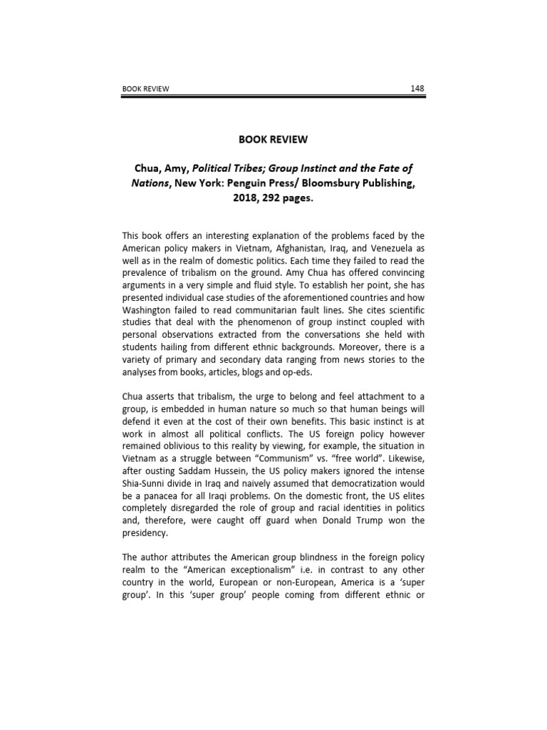Political Tribes Group Instinct and The | PDF