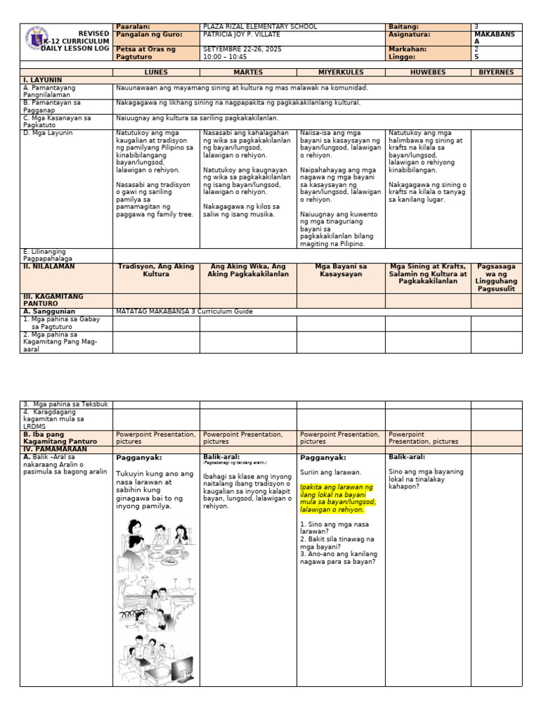 DLL Makabansa3 q2 Week5 | PDF