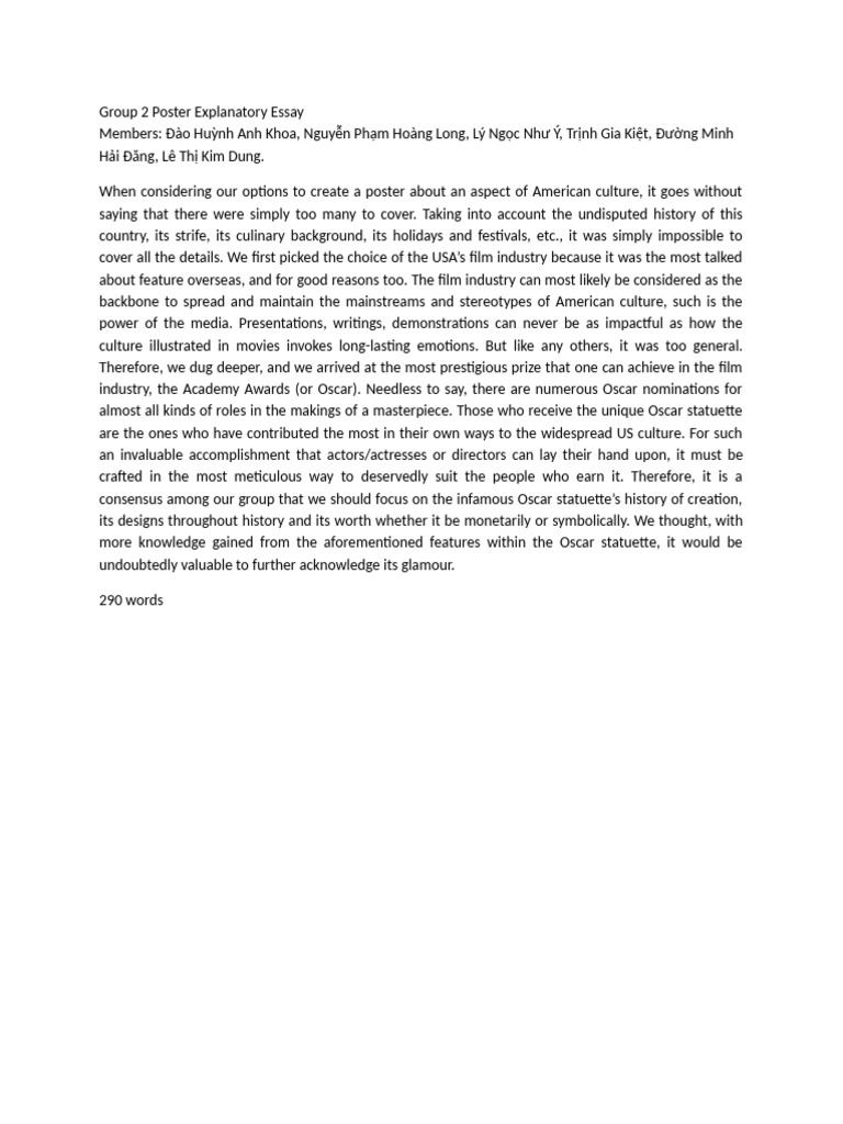 GROUP 2 Poster Explanatory Essay | PDF