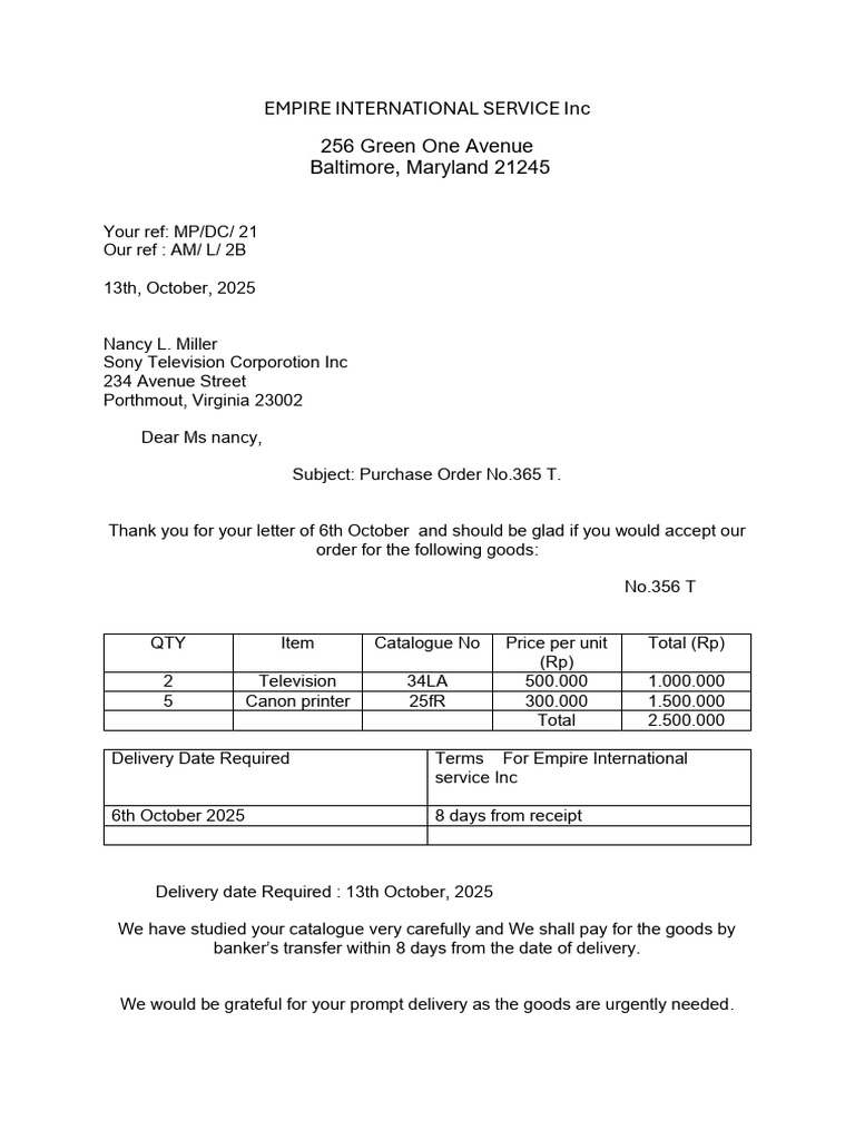 Purchase Order for Electronics and Printers | PDF