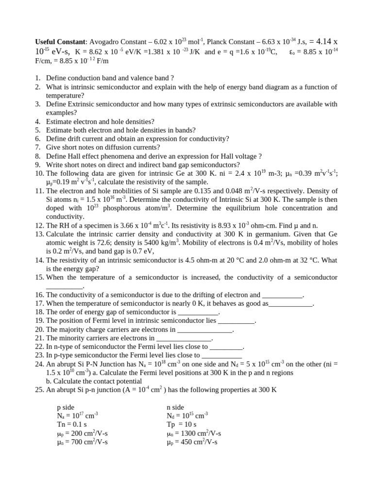 EPH 405 Assignment 2018 2019 Student 1 | PDF | Semiconductors | Doping (Semiconductor)