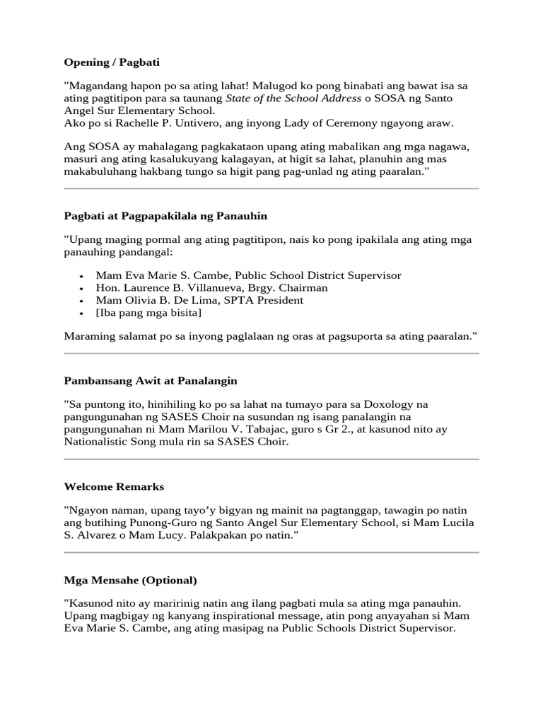 Script For Sosa | PDF