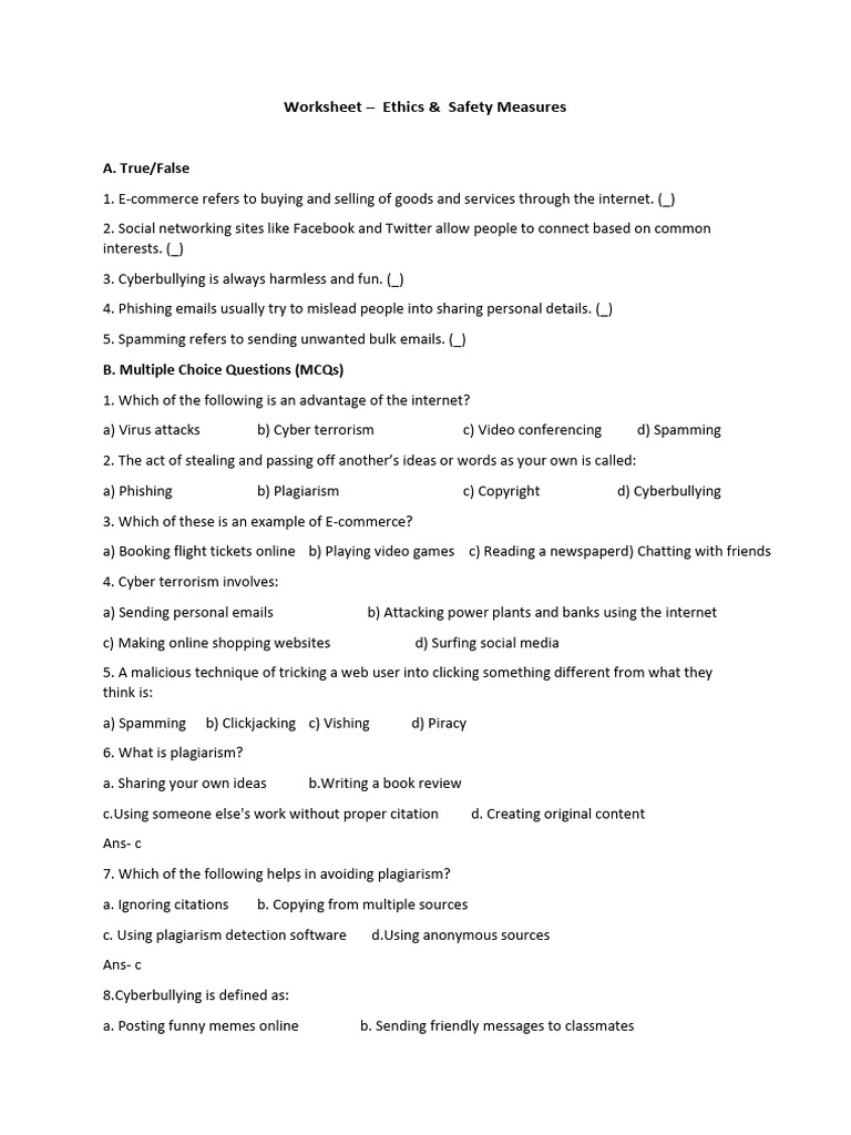 Lesson 4 Ethics Worksheet - 8928 | PDF | Phishing | Security