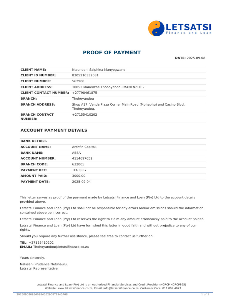 Paid Up Letter | PDF