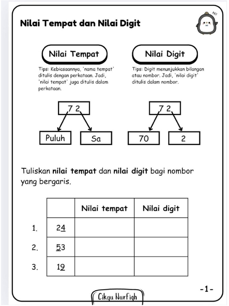 Nilai Tempat Nilai Digit 2025 | PDF
